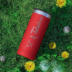 50 & Fabulous 22 oz Skinny Tumbler 50th Birthday Gifts For Women on Red Decorations Funny Present Vacuum Insulated Cup