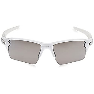 Oakley Men's OO9188 Flak 2.0 XL Rectangular Sunglasses, Polished White/Prizm Black Polarized, 59 mm