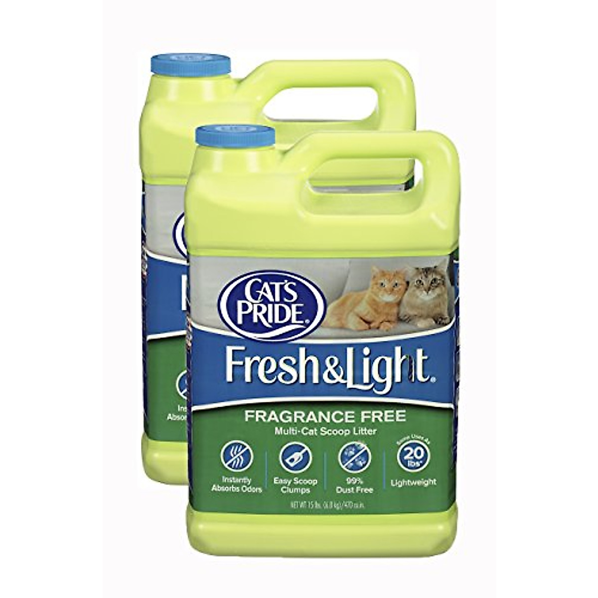 Cat's Pride Fresh and Light Premium Fragrance Free Scoopable Cat Litter, 2-Case