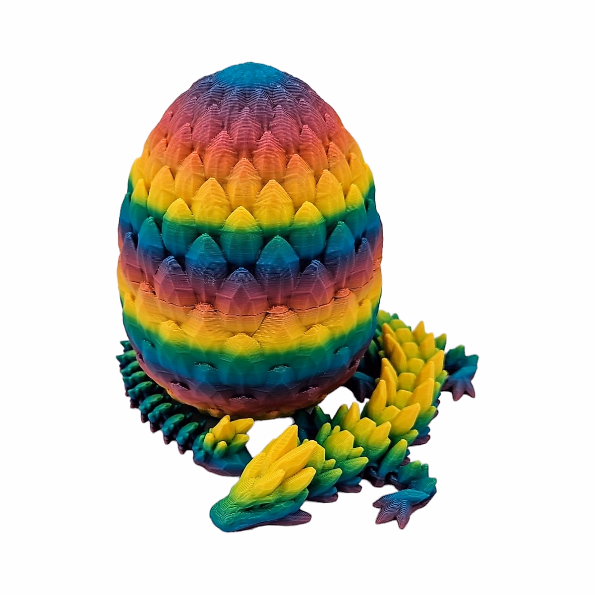 Surprise Dragon Egg Articulating Gemstone Dragon Fidget Figurine - 3D Printed Dragons Flexible ADHD, Autism, Relief Anxiety - Articulated Joints (Rainbow)