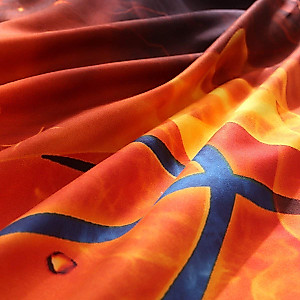 Tenghe 3D Basketball Duvet Cover Sets Fire Water Print for Teen Boys Kids Sports Bedding Sets Bed Cover 1 Duvet Cover + 1 Pillowcases(Basketball,Twin)