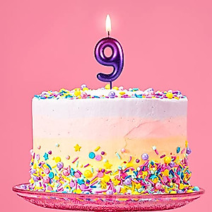 LUTER 2.36 Inches Purple and Blue Number Candle, Numeral Birthday Candles Galaxy Gradient Candles Wax Cake Toppers Decorations for Mermaid Themed Party Birthday Wedding Anniversary (9)