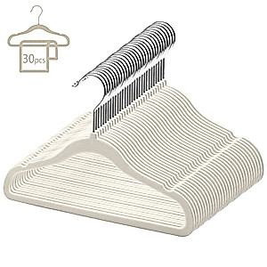 GoodtoU Kids Velvet Hangers,30 Pack Baby Hangers for Closet Non Slip Velvet Clothes Hangers Coat Hangers for Toddler Children Infant Hanger (Ivory 30Pack)