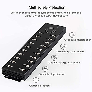 UHPPOTE Industrial Grade 20 Port USB2.0 Hub Charger Data Sync and Charging Station