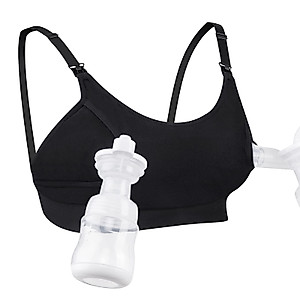 Momcozy Hands Free Pumping Bra, Adjustable Breast-Pumps Holding and Nursing Bra, Suitable for Breastfeeding-Pumps by Lansinoh, Philips Avent, Spectra, Evenflo and More Black