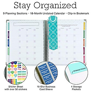 Global Printed Products Wedding Planner 9x11 Hardcover Organizer, Bookmark, Planning Stickers, Business Card Holder, and Pocket Folders