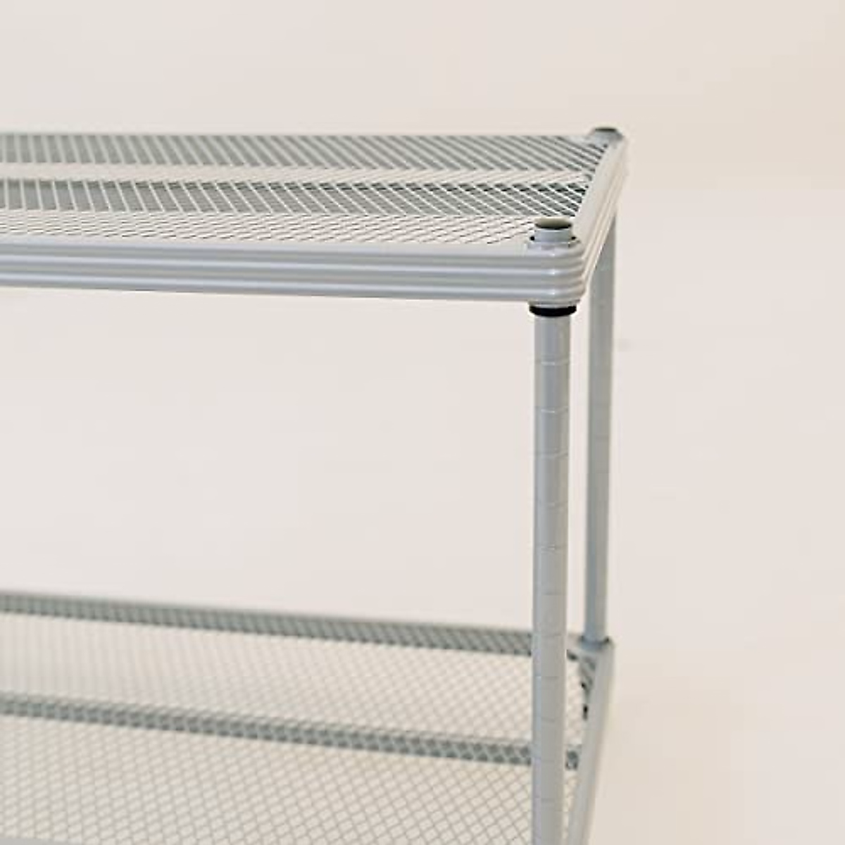 Design Ideas Meshworks 2 Tier Short Stacking Heavy Duty Metal Storage Shelving Unit, 440 Pound Capacity per Shelf, Great for Bathroom, Pantry, and Garage Storage, 31” x 13” x 17.5”