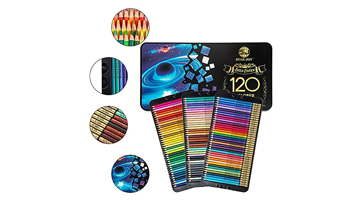SJ STAR-JOY Gold Edition 120 Colored Pencils for Artists