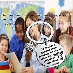FEELMEM Teacher's Prayer Keychain Teacher Gift A Teacher’s Guardian Angel Protect in Everything You Do Keychain Thank You Gift for Teacher Appreciation Gifts Jewelry (Teacher)