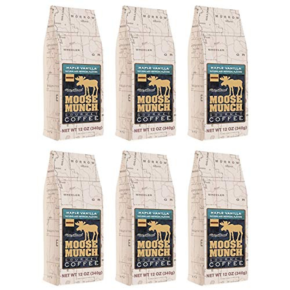 Moose Munch Gourmet Ground Coffee by Harry & David, 6/12 oz bags (Maple Vanilla)