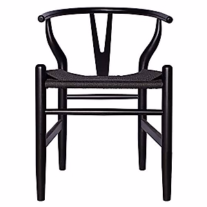Amazon Brand - Stone & Beam Classic Wishbone Dining Chair, 22.4"W, Black / Black