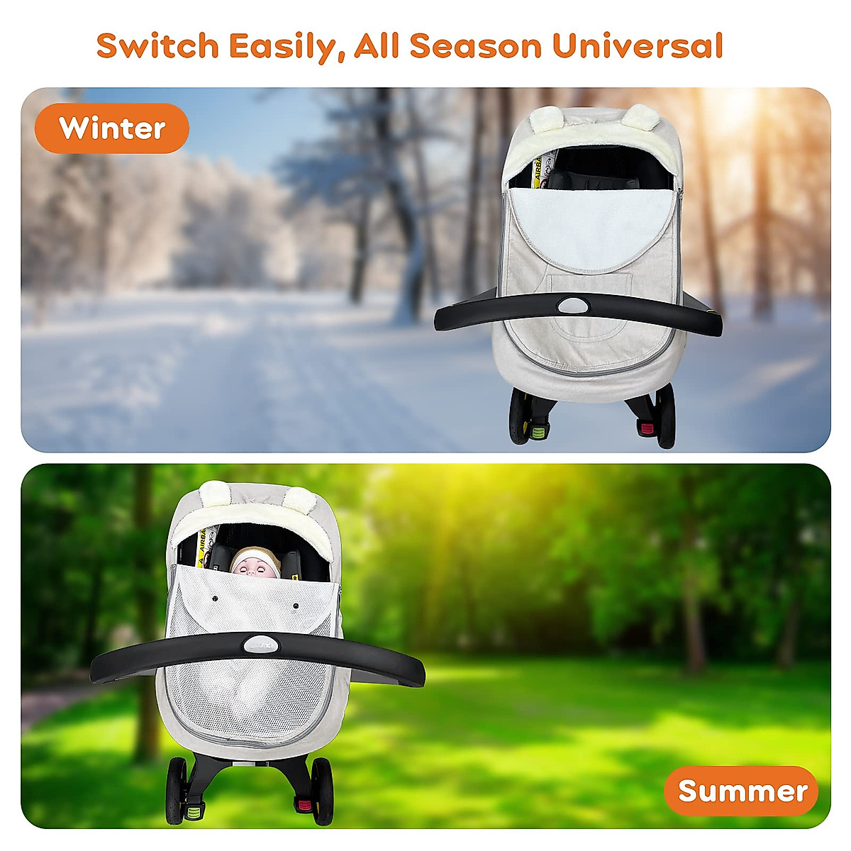 Baby Car Seat Cover - Winter Car Seat Cover for Babies Winter, Cozy Baby Car Seat Cover, Infant Car Seat Cover & Canopies Winter for Stroller Keeping Warm (Warm Sand)