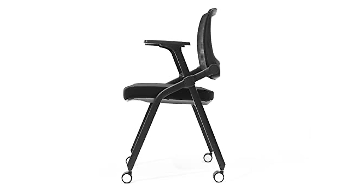 FYLICA Foldable Office Chair Set of 2 with PU Wheels and Sliding ...