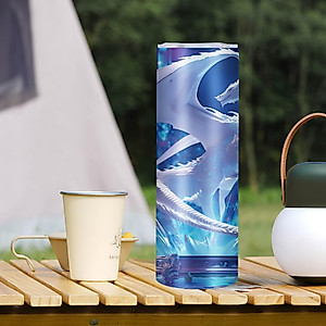 MoYueno Dragon Stuff, Slim Dragon Tumbler with Lid & Straw & Brush, Drake Cup, Loong Gifts for Men Animal Lovers, Loong Gift for Birthday, Blue & 20 Oz