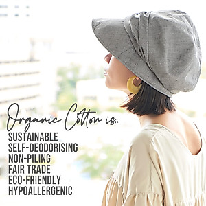 CHARM Womens Summer Sun Hat - Organic Cotton Chemo Wide Brim Cap SPF Protection Navy