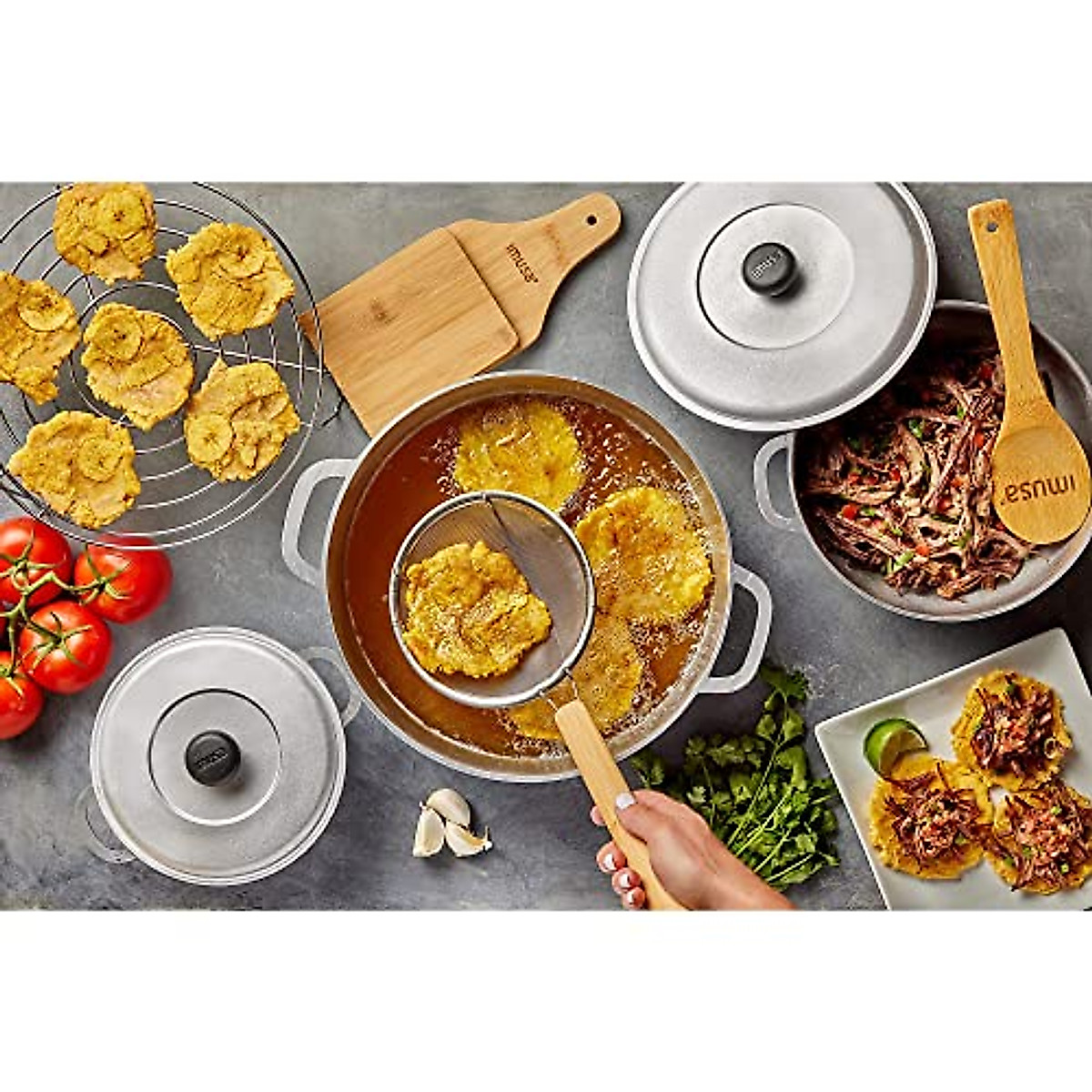 IMUSA USA Traditional Colombian Natural Caldero 3-Piece(1.5/3.5/7.0 Quart) Dutch Oven Set, Silver, Small