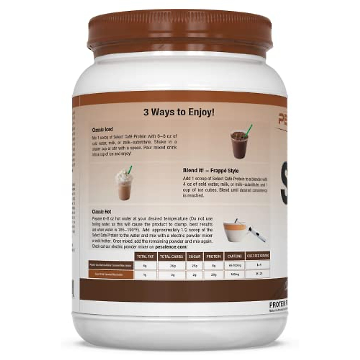 PEScience Select Cafe Protein, Caramel Macchiato, 20 Servings, Coffee Flavored Whey and Casein Blend