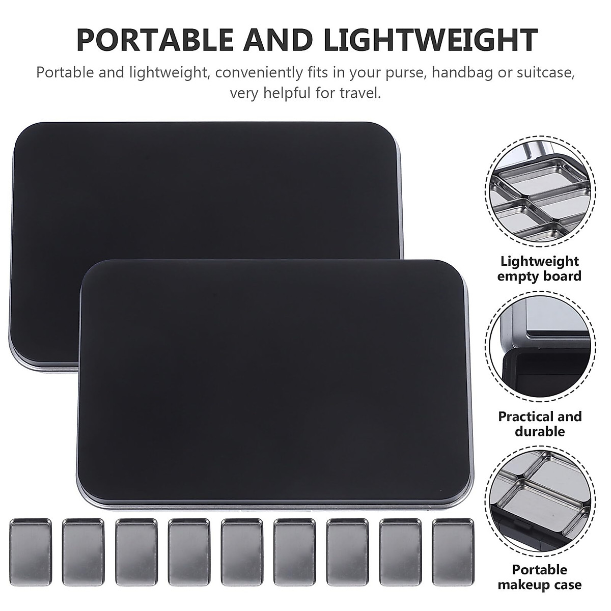 minkissy Empty Eyeshadow Palette Magnetic Makeup Palette with Mirror Refillable Eyeshadow Palette Empty Eyeshadow Pans for Eyeshadow Lipstick Blush Powder, 2Pcs