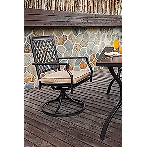 VICLLAX Outdoor Swivel Dining Chairs Patio Furniture with Cushion Black Set of 2