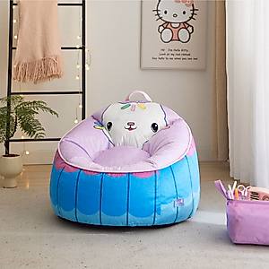 Idea Nuova Gabbys Dollhouse Hillside by pod Plush Kids Bean Bag Chair, 24"x24"x25", Ages 3+
