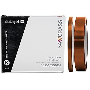 Sawgrass SubliJet UHD Sublimation Ink SG500 & SG1000 - Black (31ml) and 2 Rolls of ProSub Heat Resistant Tape