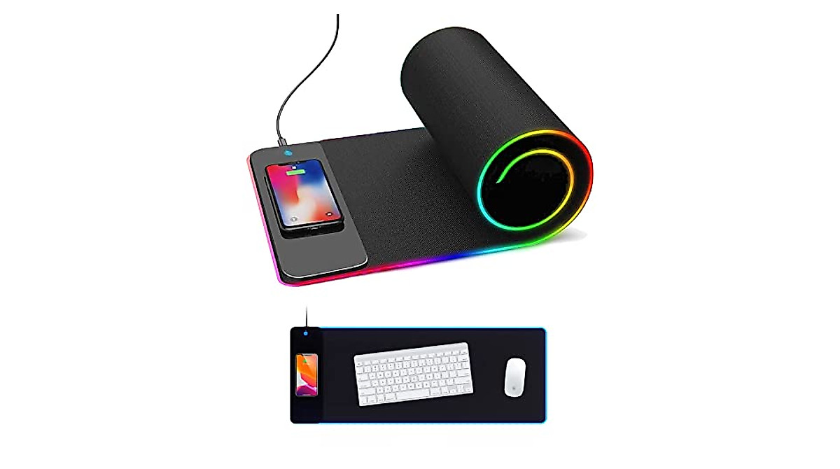 Juicy Chargers RGB Wireless Charging Mat 12x35.5 Inch for Desk & Gaming