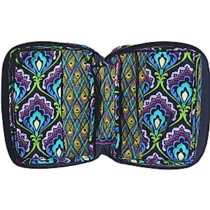 DIWI Quilted Bible Cover Large Sizes 10 X 7 X 2.75 Inches Good Book Case (L, C1 Blue Peacock)