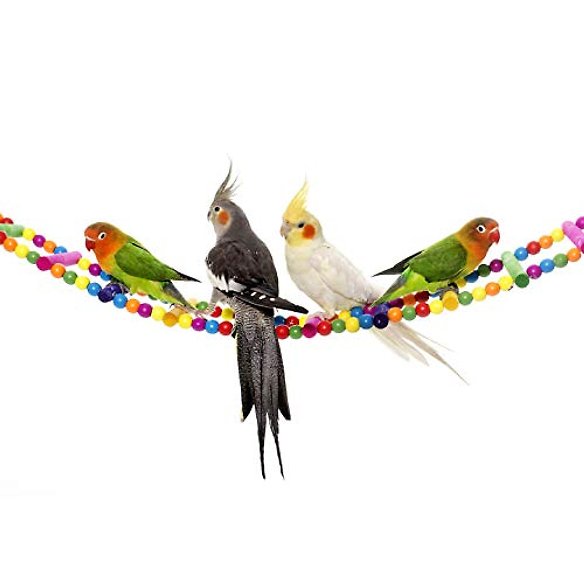 VolksRose Bird Swing Toys 10 Packs, Parrot Hammock Bell Toys Parrot Cage Toy Bird Perch with Wood Beads Hanging for Small Parakeets, Cockatiels, Conures, Budgie, Macaws, Parrots, Mynah, Love Birds