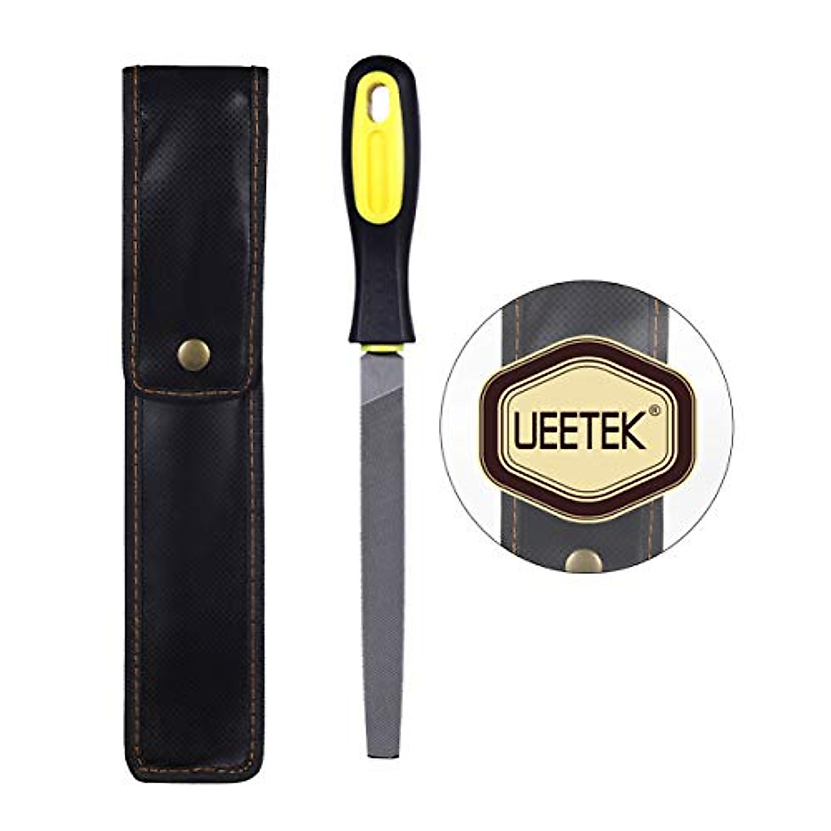 UEETEK 6-inch Hardened Steel File Flat Metal File Sharpening Tools with Comfortable Hand Grip Handles