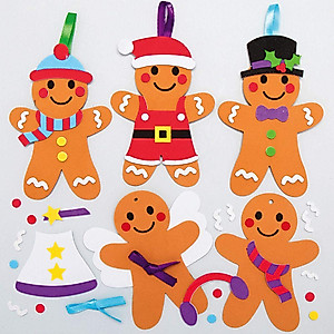 Baker Ross AX357 Gingerbread Man Mix & Match Kits - Pack of 8, Christmas Arts and Crafts and Christmas Decorations for Kids