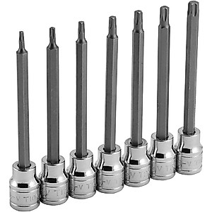 NEIKO 10080A 3/8” Drive Extra Long Torx Star Bit Socket Set | 7 Piece | T10 to T40 | 4-3/8” Length