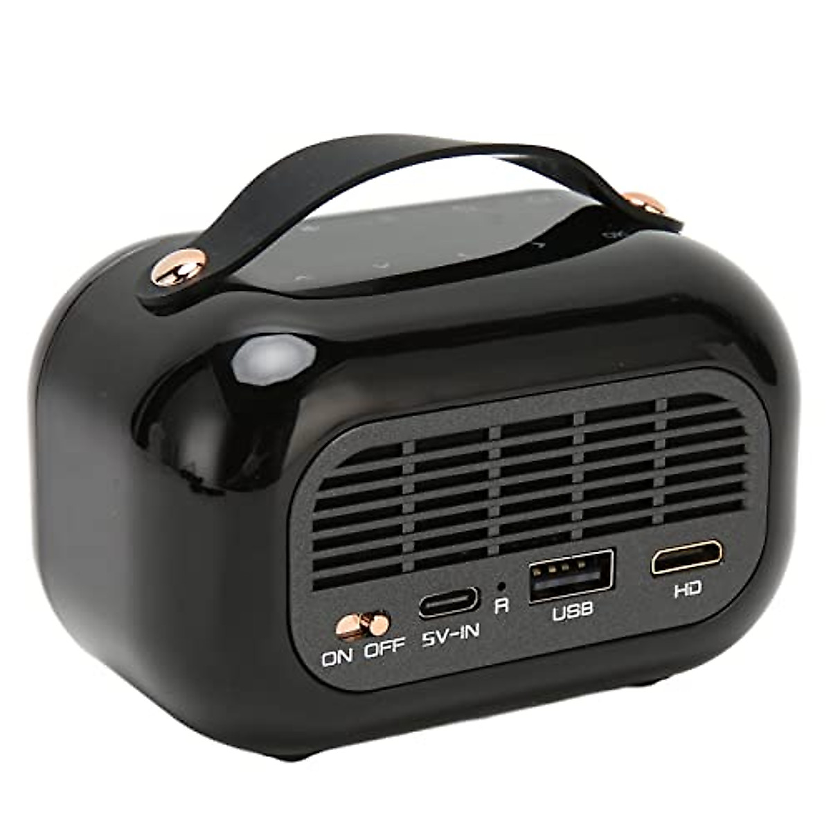 Video Projector, 3D Image 5G WIFI 4K Support Mini Projector for Outdoor for Car (Black)