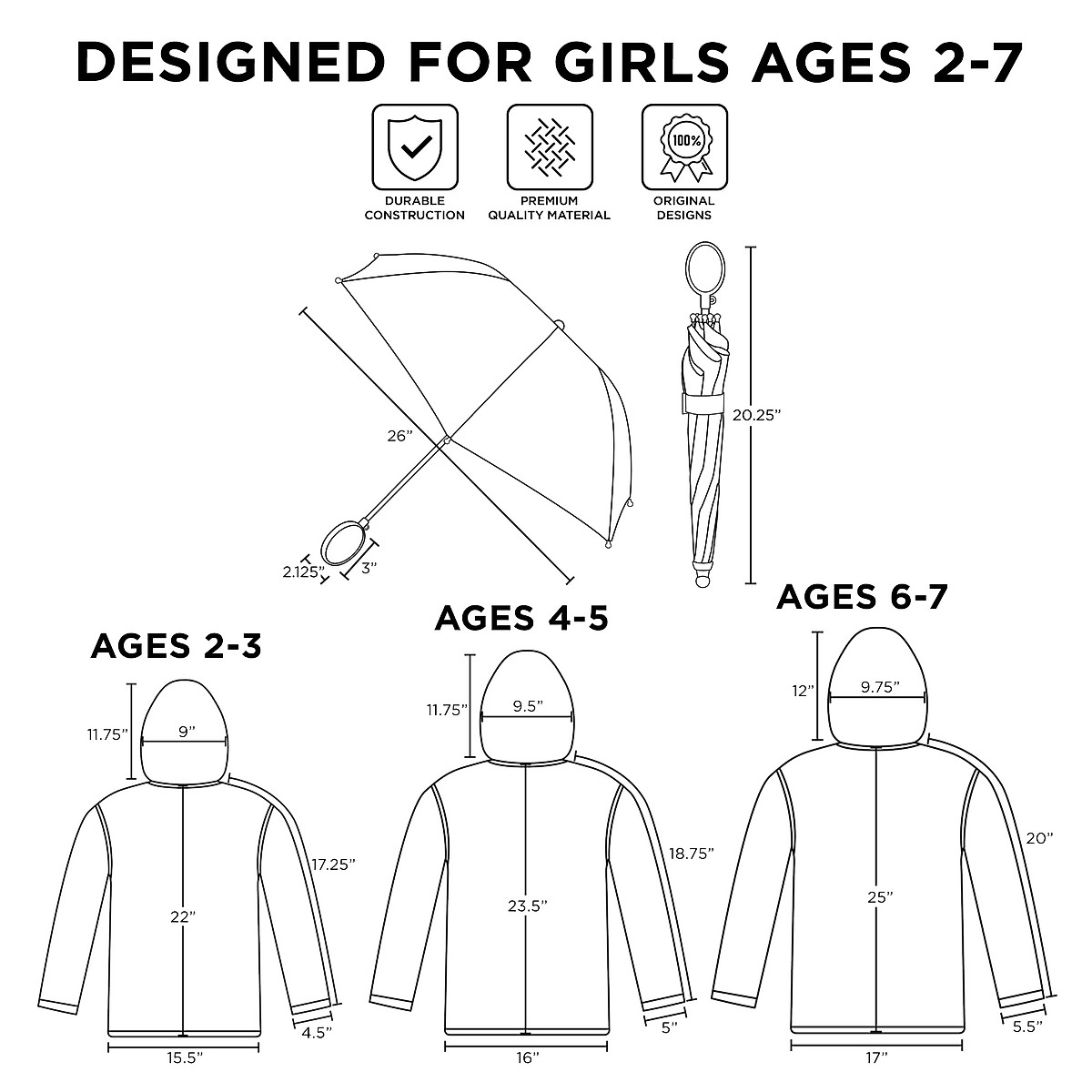 Nickelodeon Umbrella and Poncho Raincoat Set, Paw Patrol Girls Rain Wear for Toddler 2-3 Or Kids 4-7, Dark Pink, 4-5 Years