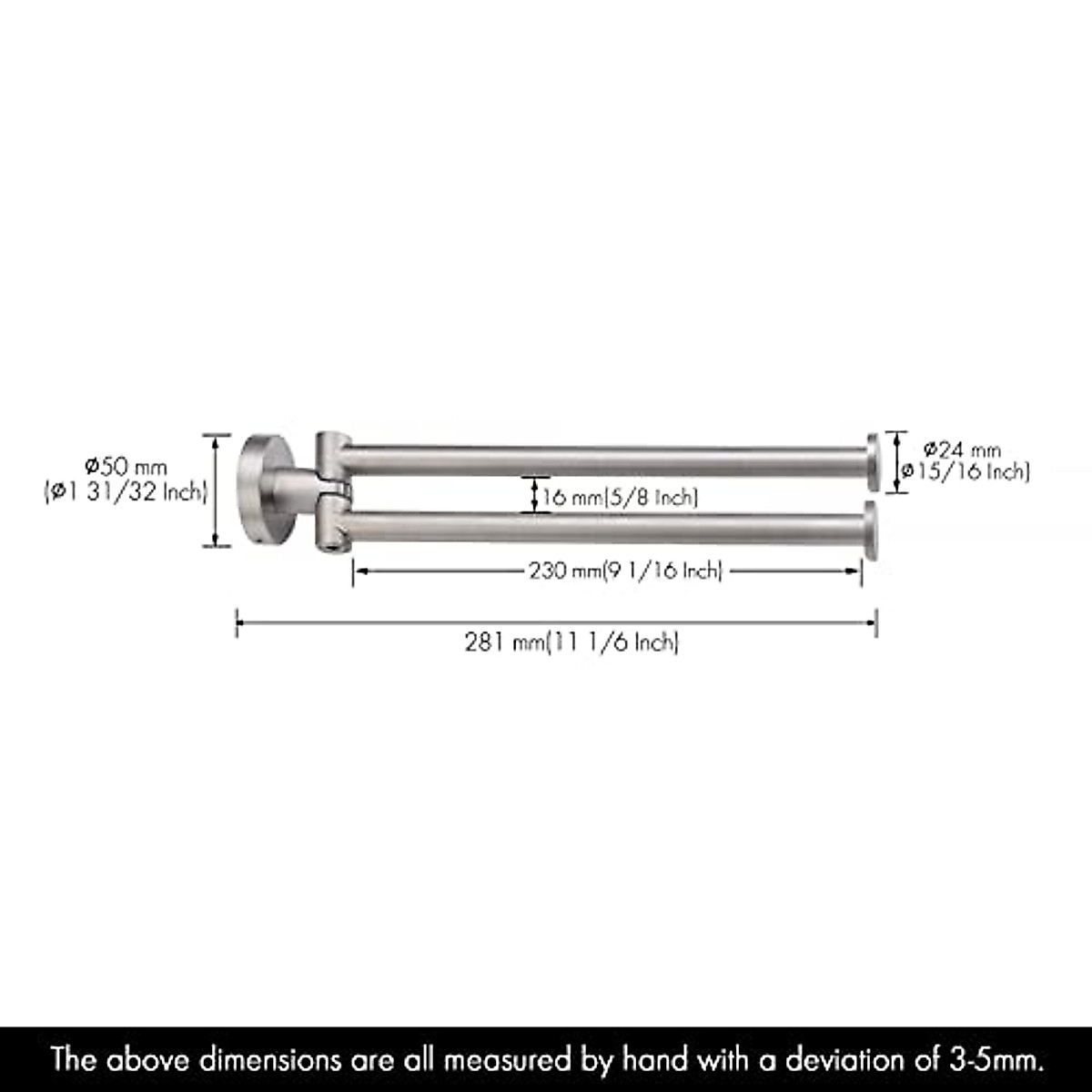 KES Kitchen Swivel Towel Bar 9-Inch Swing Out Towel Rack Double Towel Bar 2-Arm Wall Mounted SUS 304 Stainless Steel Brushed Finish, A2106S23-2