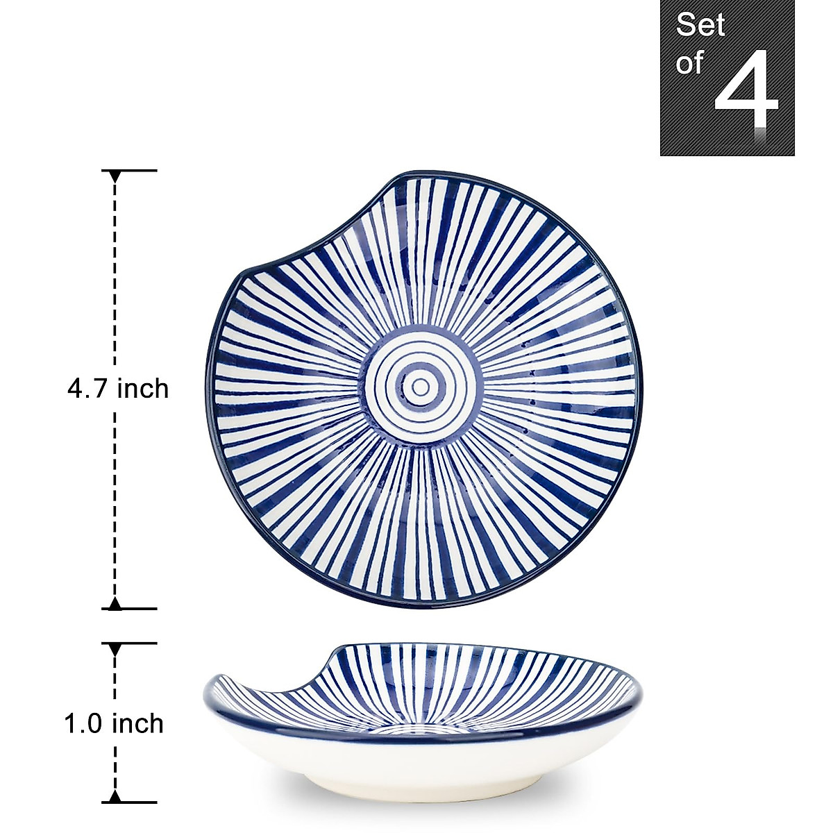 KitchenTour Ceramic Spoon Rest, 4.7 inch Spoon Holder for Kitchen Counter, Spoon Rest for Stove Top Coffee Spoon Rest, Cooking Utensil Rest Holder for Ladle, Spatula, Set of 4