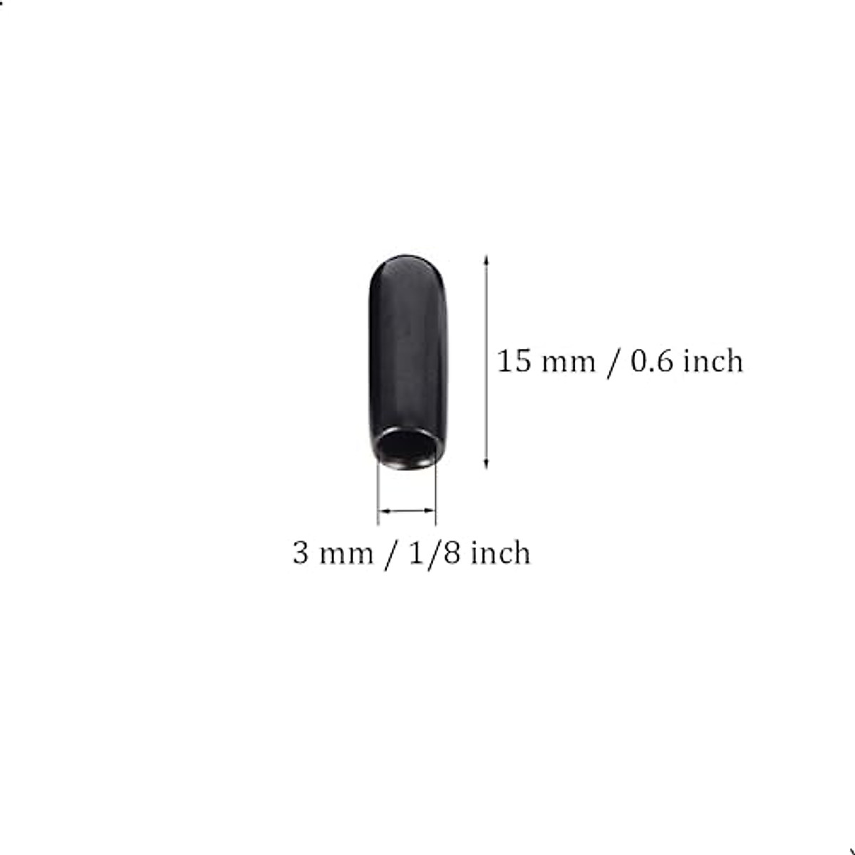 50pcs Screw Thread Protectors 1/8 inch ID Rubber Round End Cap Cover Flexible Tube Caps Tubing Tip, 15 mm Long (Black，Inner Dia 3mm)
