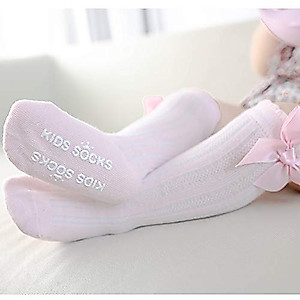 Sarfel Toddler Girl Knee High Socks Baby Non-Slip Socks Infant Long Tube Ruffled Stockings Gifts 5 Pairs Bow 12-36 Months