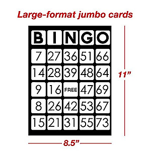 Royal Bingo Supplies EZ Readers Large-Format 8.5" x 11" Bingo Cards with Jumbo 1-inch Numbers (Pack of 25)