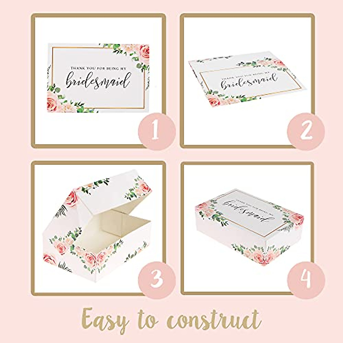 Bridesmaid Thank You Box Set {6 Pack} 1 Maid of Honor Thank You Box and 5 Bridesmaid Thank You Boxes I Thank You For Being My Bridesmaid | Bridesmaid Box for Bridesmaid Gifts | Floral Style