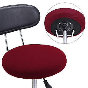 Tatuo Round Bar Stool Seat Covers Washable Stool Cushion Slipcover Elastic Bar Chair Covers for 14-17 Inch Chair (Red, 4 Pieces)