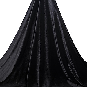 Stretch Velvet Fabric by The Yard Soft for Sewing Clothes, Apparel, Costume, Upholstery, Crafting Projects(Black,1 Yard)