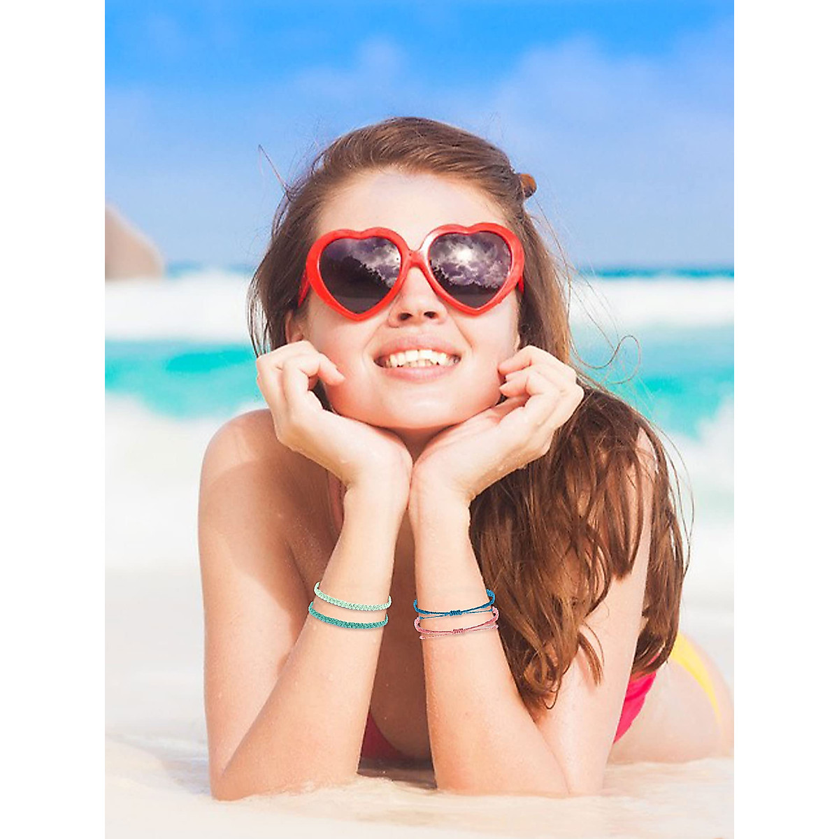 Long tiantian 12Pcs Bracelets for Womens Summer Bracelets for Beach Surfer Bracelets Set Summer Essentials for Womens Waterproof Bracelets for Women(U-12pcs-String Bracelets)