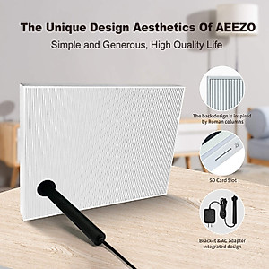 AEEZO WiFi Digital Picture Frame 10 Inch IPS Touch Screen FHD 2K Display Smart Cloud Photo Frame with 16GB Storage, Easy Setup to Share Photos & Videos, Auto-Rotate Frame (White)