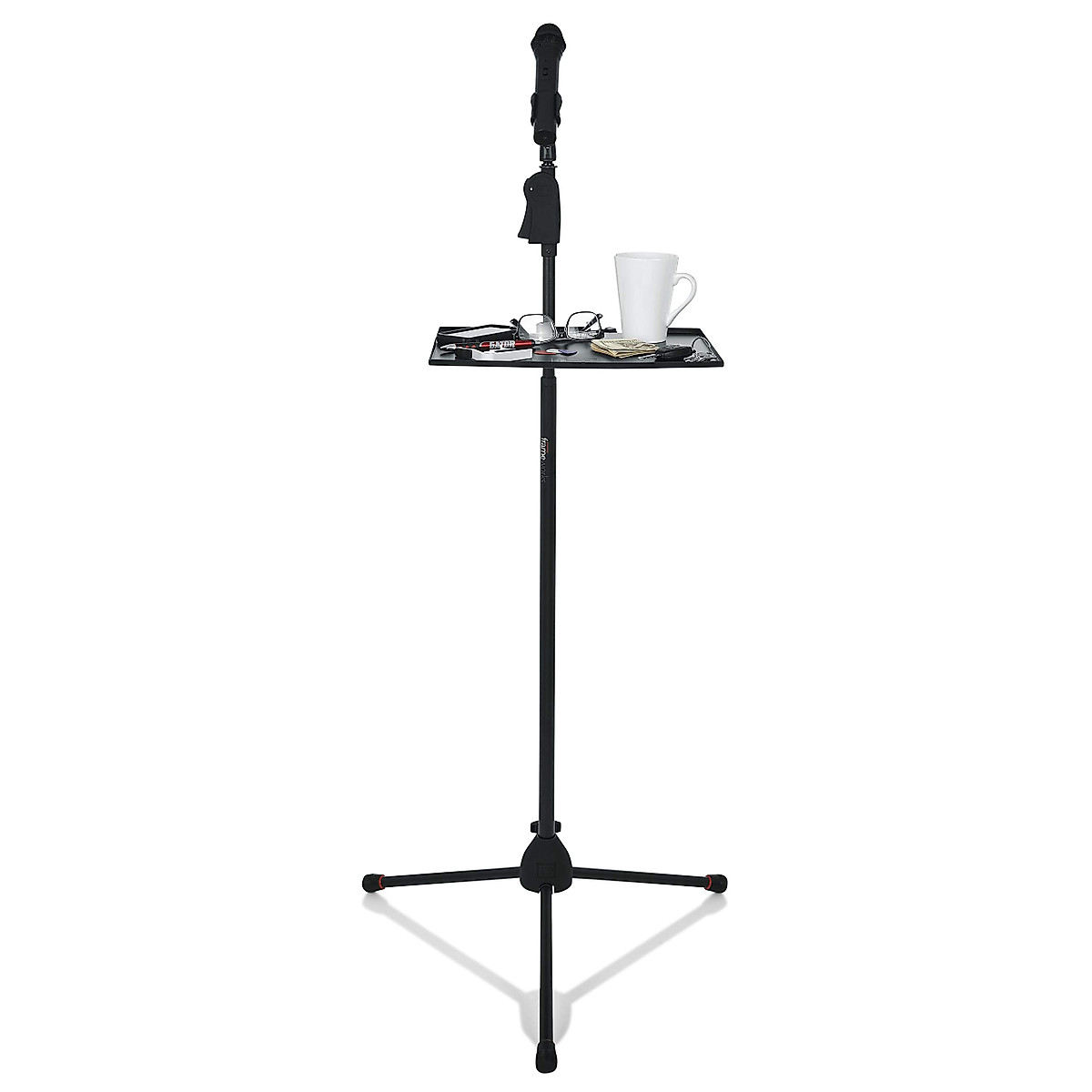 Gator FrameworksCases Microphone Stand Clamp-On Utility Shelf 15" x 11" Surface Area with 10 Pound Weight Capacity, Black, 11" x 15" (GFW-SHELF1115)