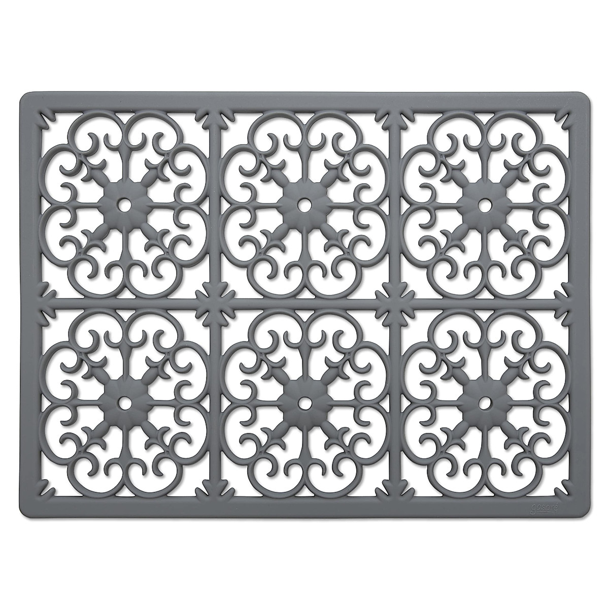 GASARÉ, Extra Large, Thick, Silicone Trivet for Hot Dishes, Pots, and Pans, Heat Resistant Mat for Countertop, Hot Pad for Kitchen, Easy to Clean, 16 x 12 x 3/8 Inches, Gray