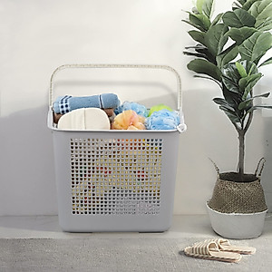 Hommp 4-Pack 35 L Plastic Laundry Hamper, Large Storage Basket with Handle, Gray