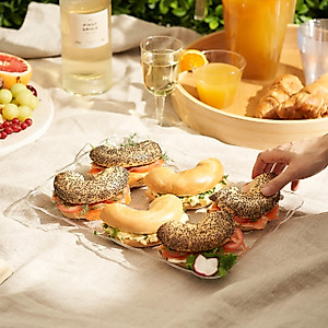 MATANA 6 Large Clear Plastic Serving Tray - 13" x 9" Inch Rectangle Disposable Serving Platters, Party Dish Food Trays for Parties, BPA-Free, Reusable