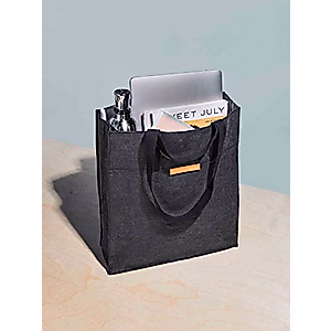 Out of the Woods City Tote – Vegan Tote Bag with dual Short and Long Handles – Supernatural Paper Reusable Shopper – Strong Washable Medium-Large Collapsible Bag, Ebony with Coordinating Black Handles