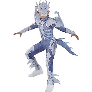 Purple and White Ghostly Dragon Jumpsuit Costume Set -X-Large (14-16) - Includes Mask & Wings, Ideal for Halloween and Costume Parties