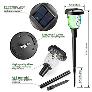 SIDSYS Outdoor Solar Lights for Yard, Glass Dream Dynamic Solar Outdoor Lights, 200LM Color Pattern Changing+Warm Solar Garden Lights, IP65 Waterproof Solar Powered Pathway Lights 8 Pack